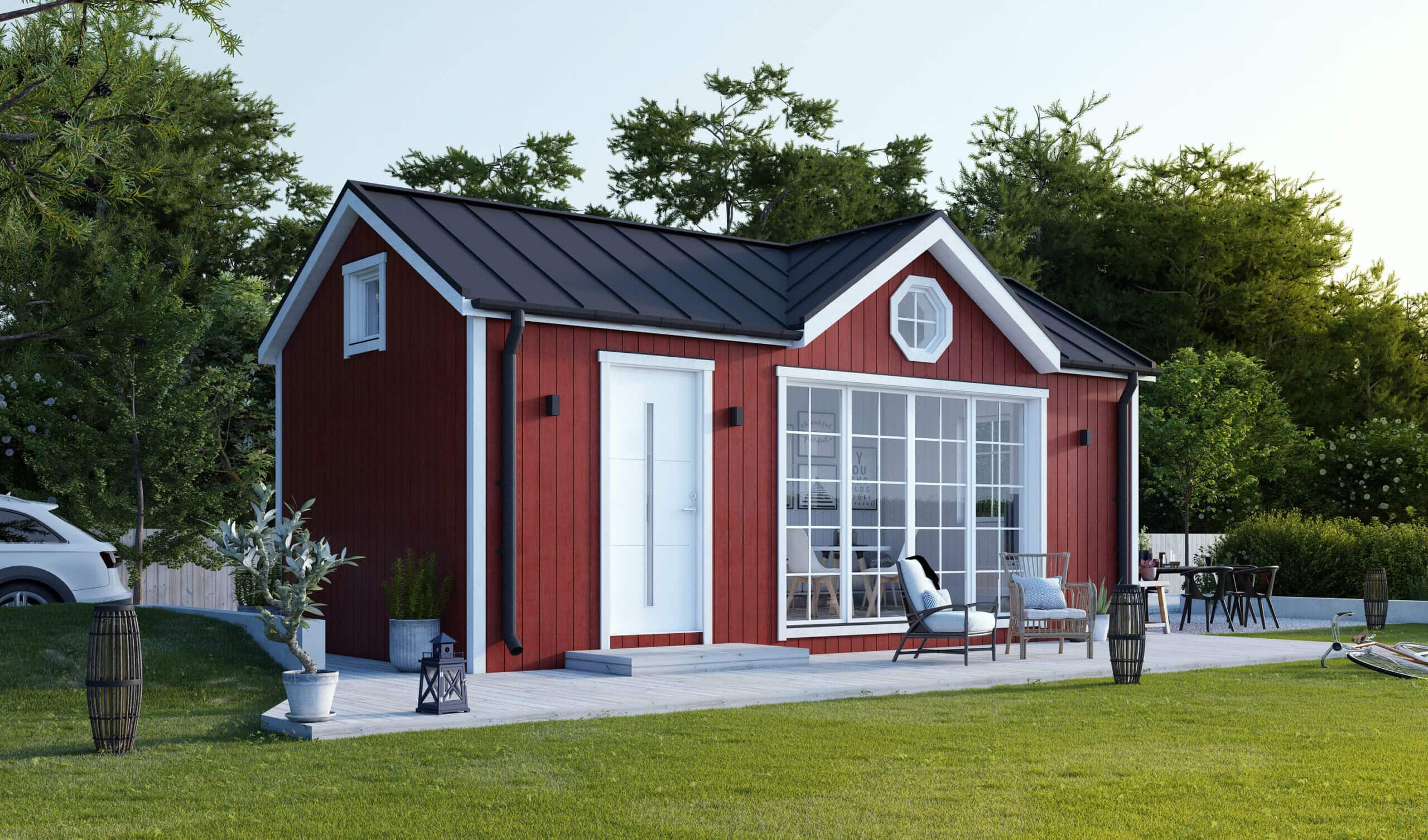 Attefallshus Klassisk med takkupa 30 kvm och loft